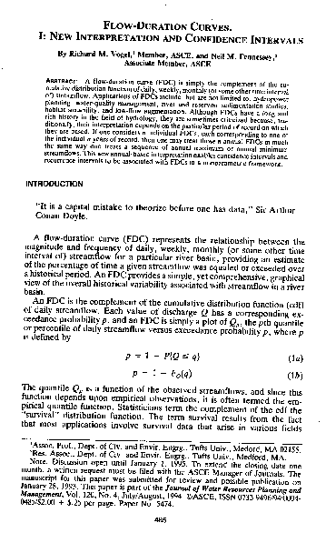 (PDF) Flow‐Duration Curves. I: New Interpretation and Confidence Intervals