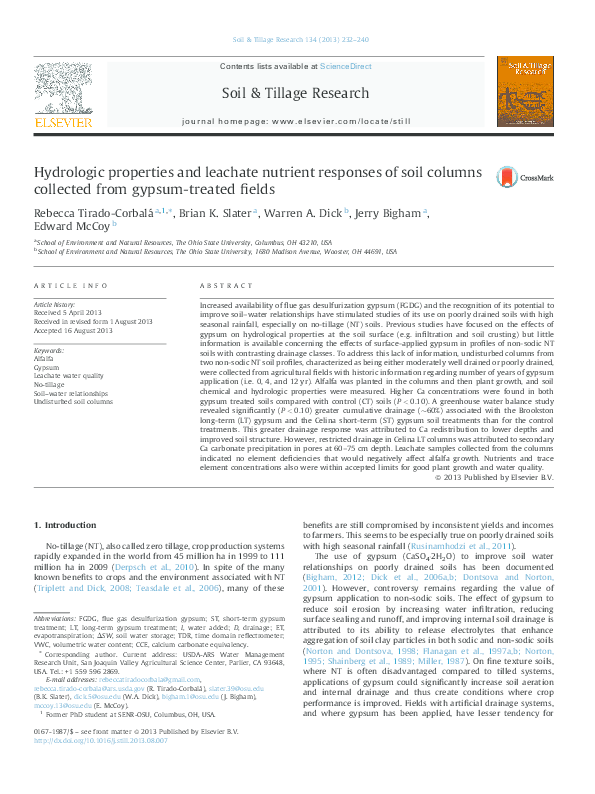 (PDF) Hydrologic properties and leachate nutrient responses of soil ...