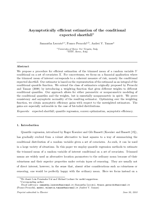 Pdf Asymptotically Efficient Estimation Of The Conditional Expected