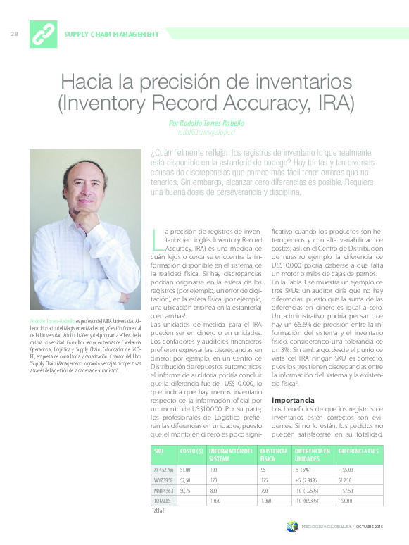 (PDF) Precisión de Inventarios (Inventory Record Accuracy IRA)