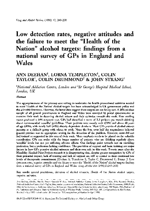 (PDF) Low detection rates, negative attitudes and the failure to meet ...