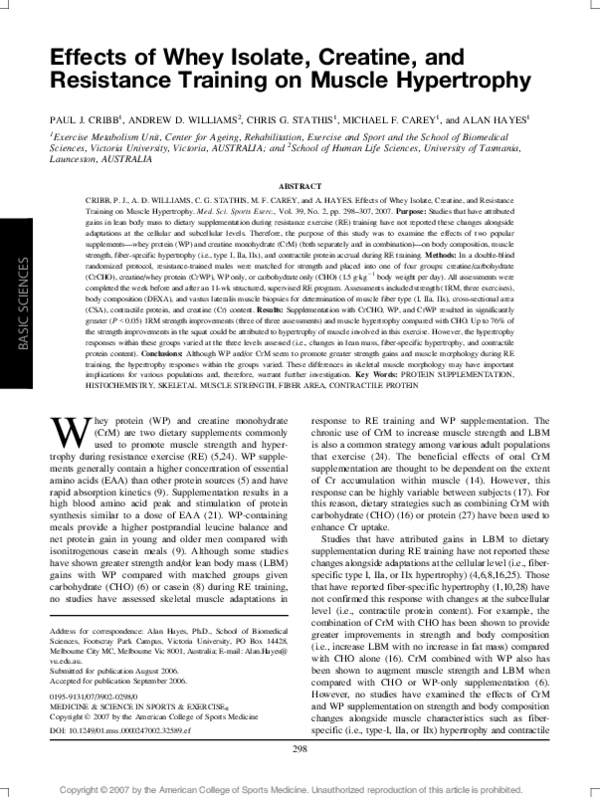 (PDF) Effects of Whey Isolate, Creatine, and Resistance Training on ...