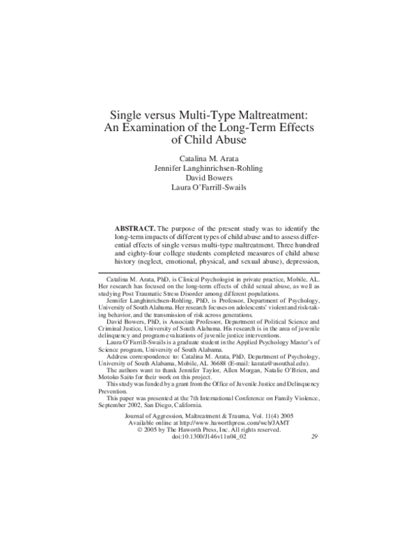 (PDF) Single versus Multi-Type Maltreatment