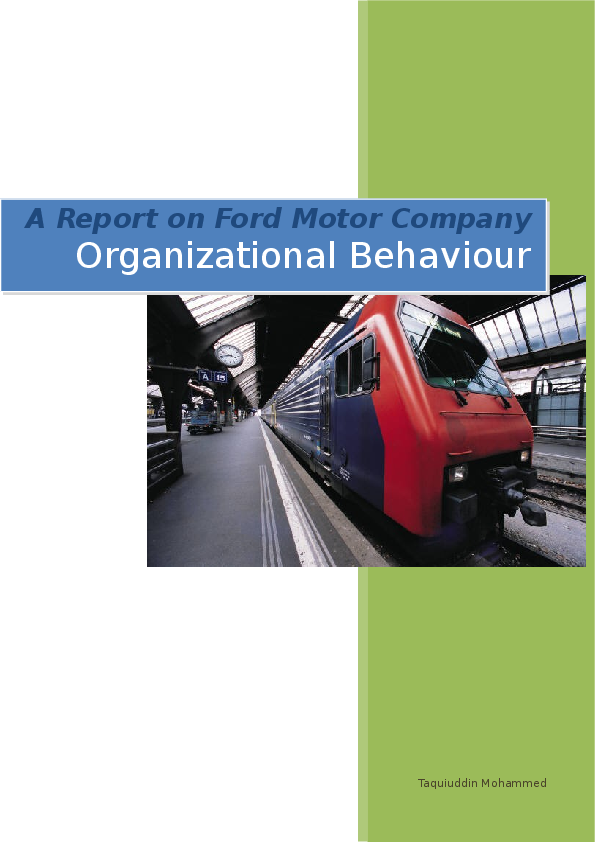 (DOC) Ford Motor Organisational Behavior