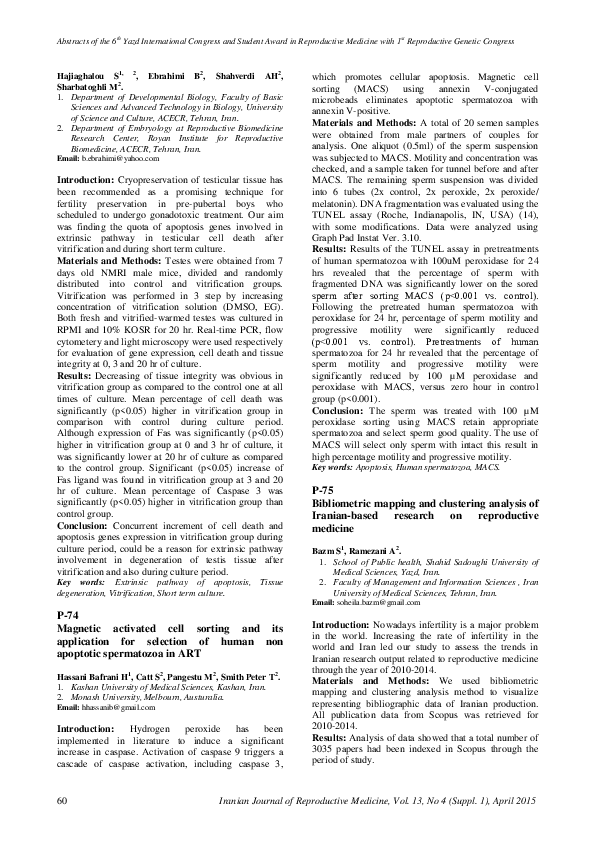 (PDF) Bibliometric Mapping and Clustering Analysis of Iranian-Based Research on Reproductive ...