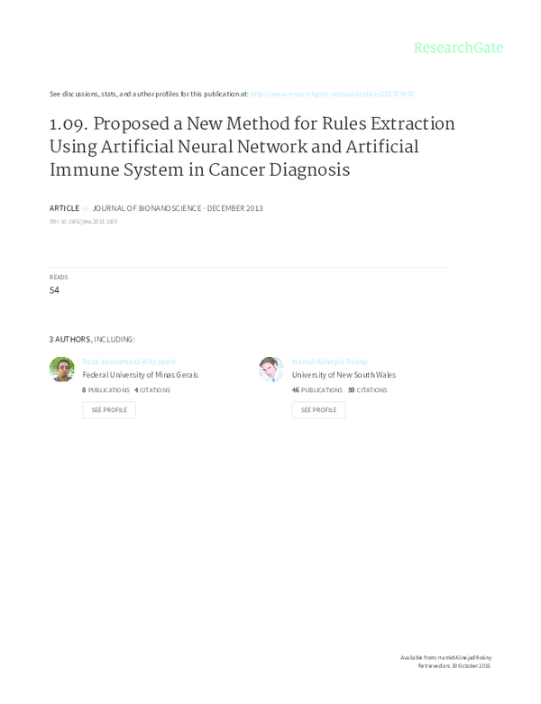 (PDF) A New Method for Rules Extraction Using Artiﬁcial Neural Network and Artiﬁcial Immune ...