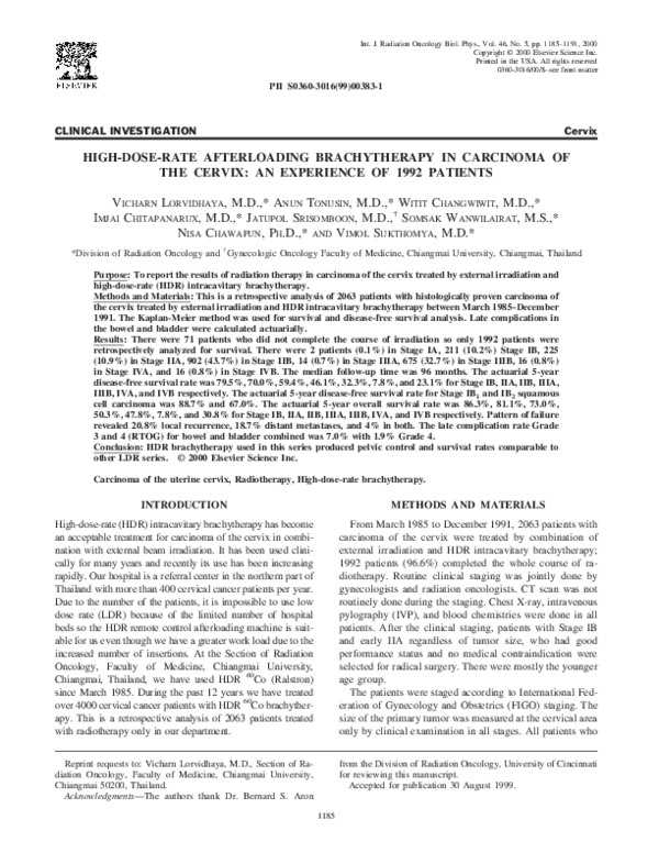 (PDF) High-dose-rate afterloading brachytherapy in carcinoma of the ...