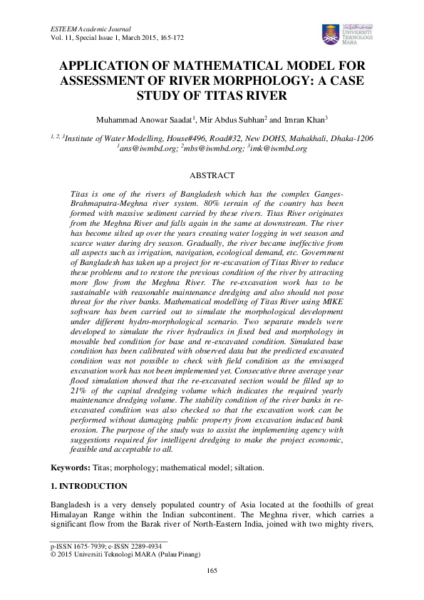 (PDF) Application of mathematical model for assessment of river ...