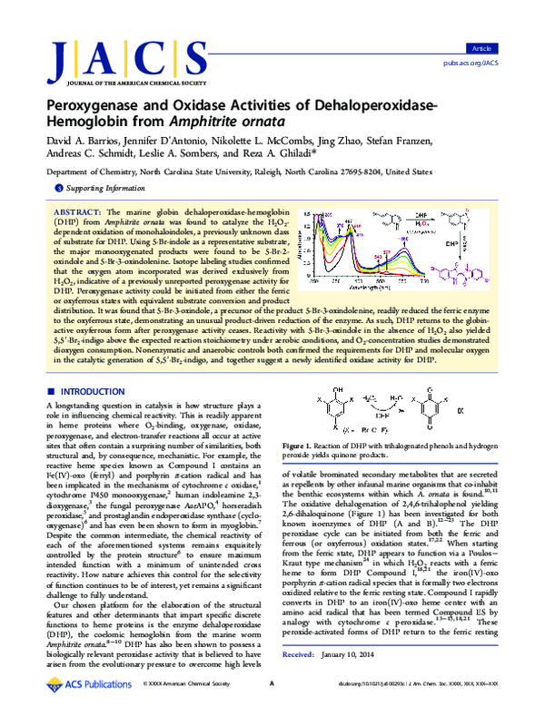 (PDF) Peroxygenase and Oxidase Activities of Dehaloperoxidase ...