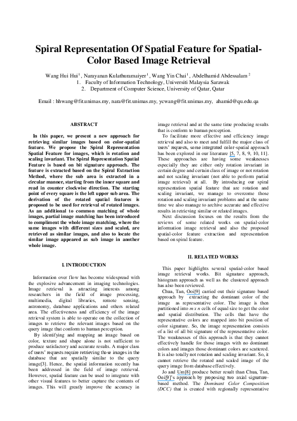 (PDF) Spiral Representation of Spatial feature for Spatial-Color based Image Retrieval