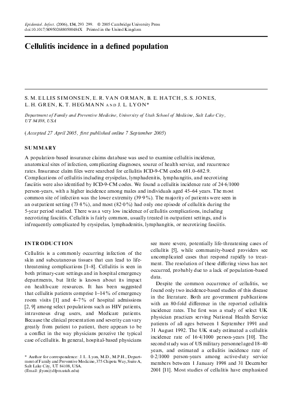 (PDF) Cellulitis incidence in a defined population