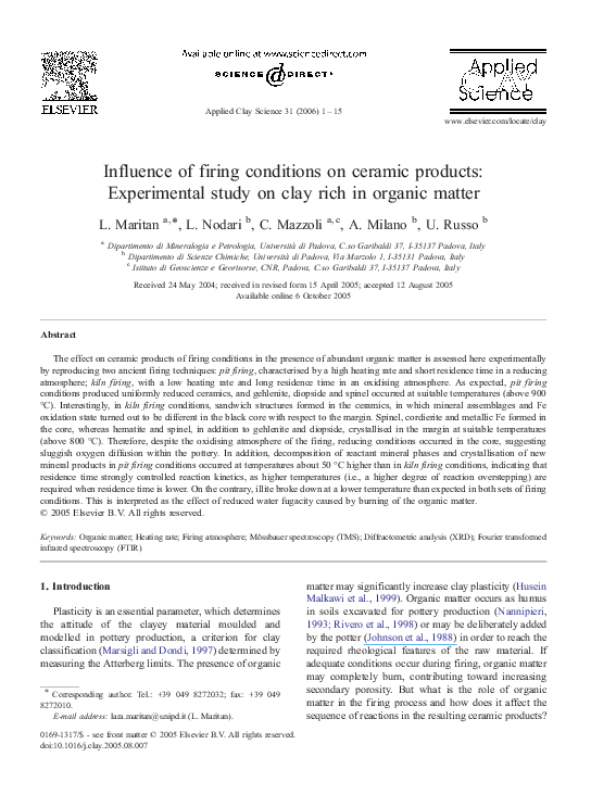 (PDF) Influence of firing conditions on ceramic products: Experimental ...