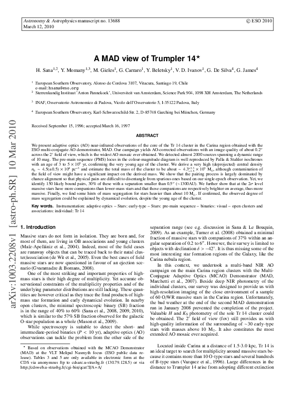 (PDF) A MAD view of Trumpler 14