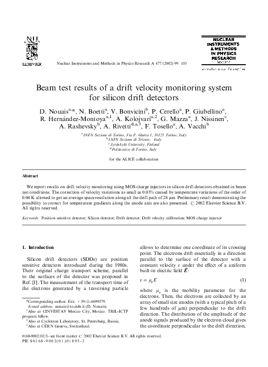 (PDF) Beam test results of a drift velocity monitoring system for ...
