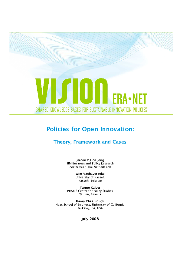 Policies for open innovation: Theory, framework and cases