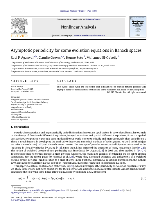 (PDF) Asymptotic periodicity for some evolution equations in Banach spaces