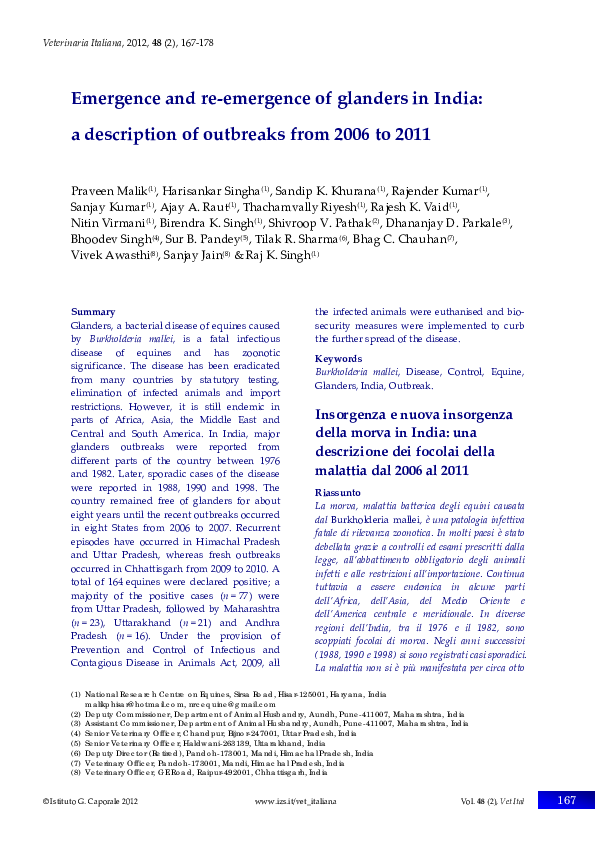 (PDF) Emergence and re-emergence of glanders in India: a description of ...