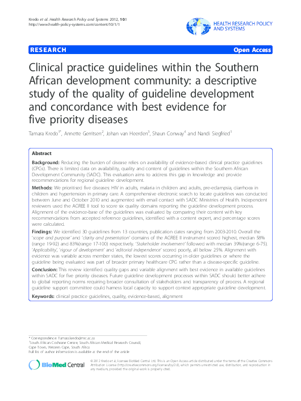 (PDF) Clinical practice guidelines within the Southern African ...