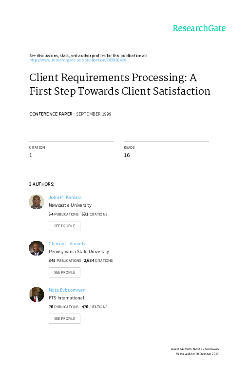 (PDF) Client Requirements Processing - A First Step Towards Client ...