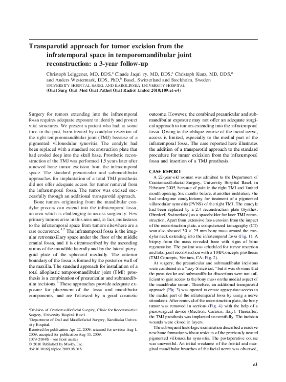 (PDF) Transparotid approach for tumor excision from the infratemporal ...