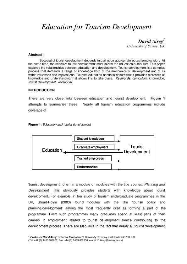 (PDF) Education for Tourism Development