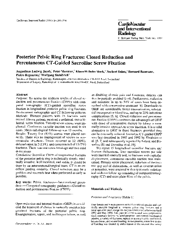 (PDF) Posterior pelvic ring fractures: Closed reduction and ...
