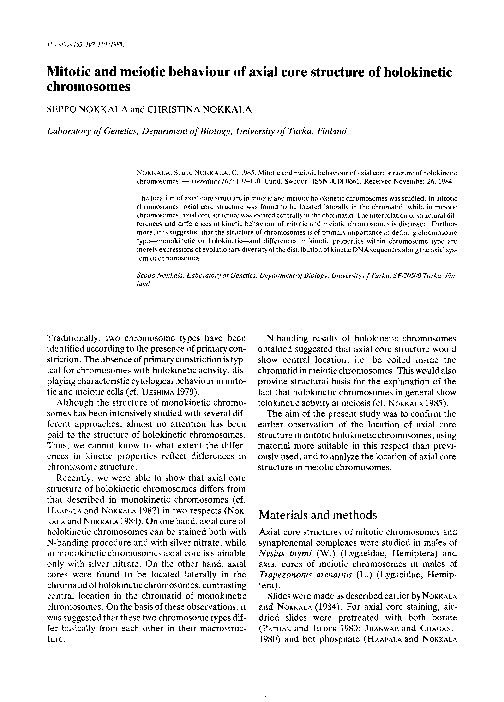 (PDF) Mitotic and meiotic behaviour of axial core structure of ...