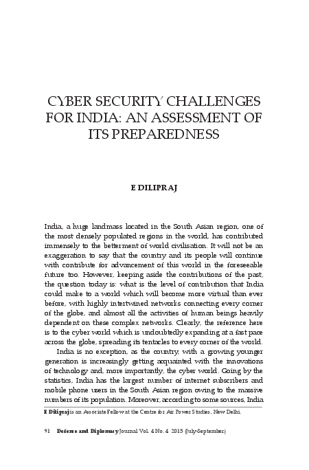 (PDF) CYBER SECURITY CHALLENGES FOR INDIA - AN ASSESSMENT OF ITS ...