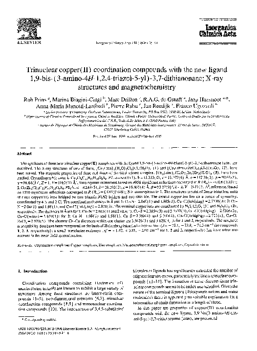 (PDF) Trinuclear copper(II) coordination compounds with the new ligand 1,9-bis-(3-amino-4H-1,2,4 ...