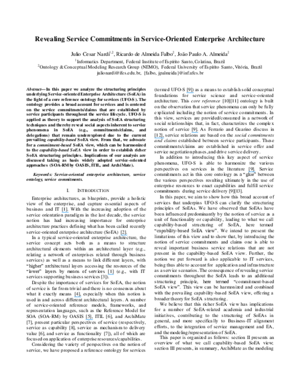 (PDF) Revealing Service Commitments in Service-Oriented Enterprise Architecture