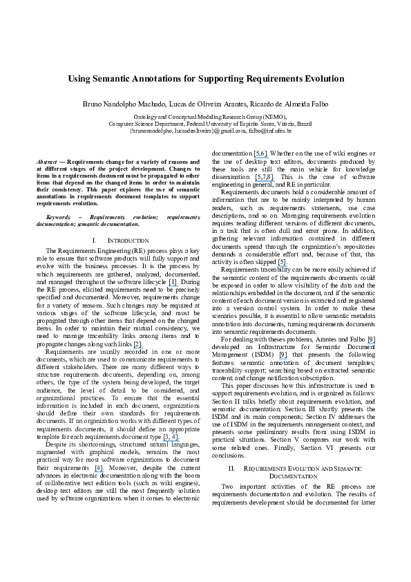 (PDF) Using Semantic Annotations for Supporting Requirements Evolution