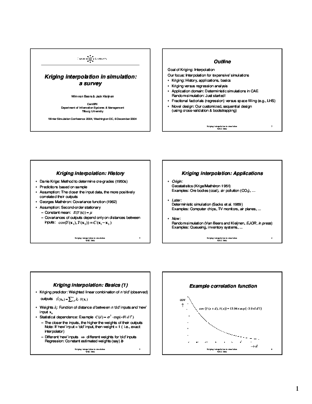 (PDF) Kriging interpolation in simulation: a survey