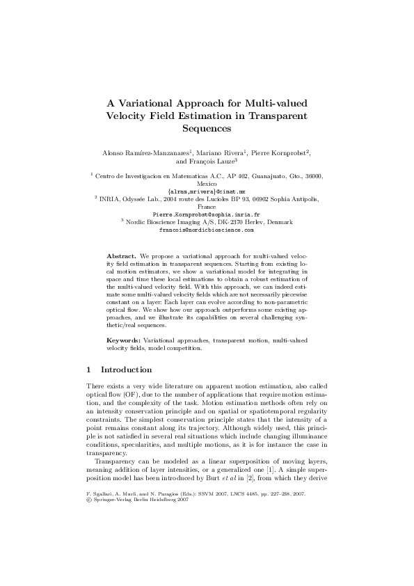 (PDF) Variational Multi-Valued Velocity Field Estimation for Transparent Sequences