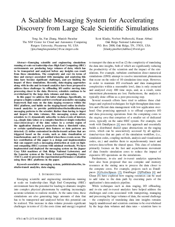 (PDF) A scalable messaging system for accelerating discovery from large scale scientific ...