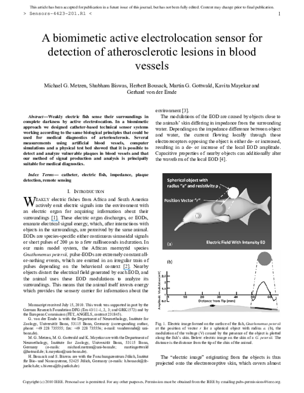 (PDF) A Biomimetic Active Electrolocation Sensor for Detection of ...