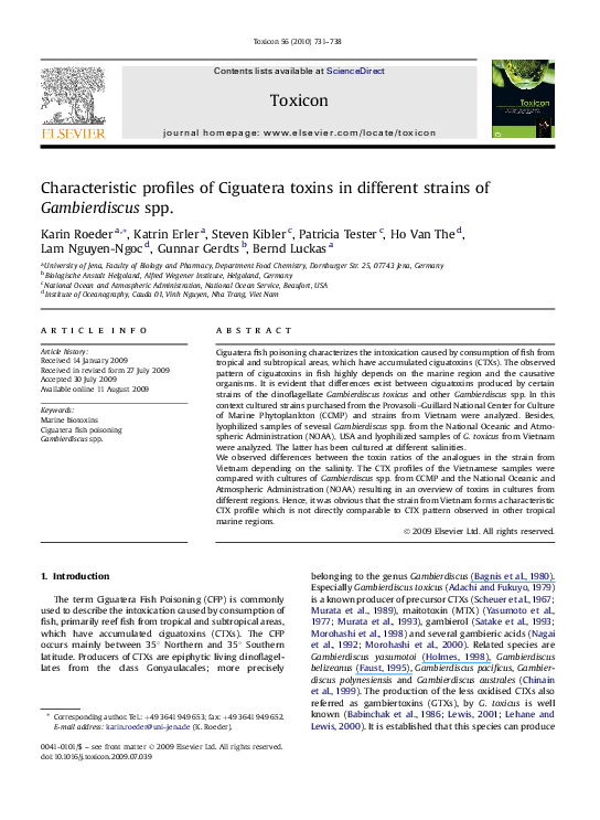 (PDF) Characteristic profiles of Ciguatera toxins in different strains ...