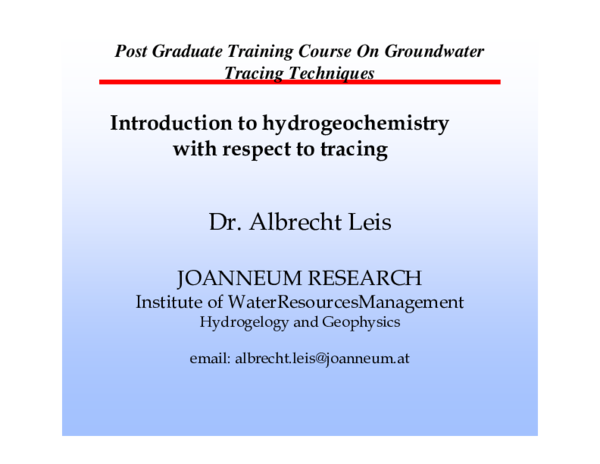 (PDF) Introduction to hydrogeochemistry