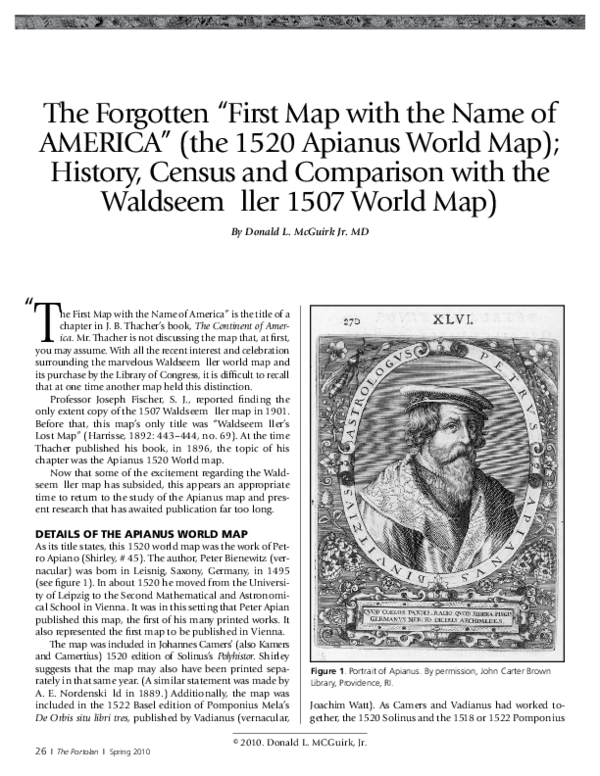(PDF) The Apianus World Map of 1520, Census and Commentary of "The ...