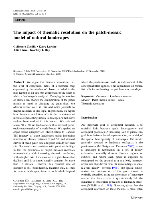(PDF) The impact of thematic resolution on the patch-mosaic model of ...