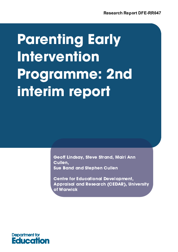 (PDF) Parenting Early Intervention Programme: 2nd Interim Report ...