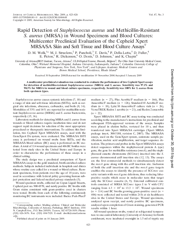 (PDF) Rapid Detection of Staphylococcus aureus and Methicillin-Resistant S. aureus (MRSA) in ...