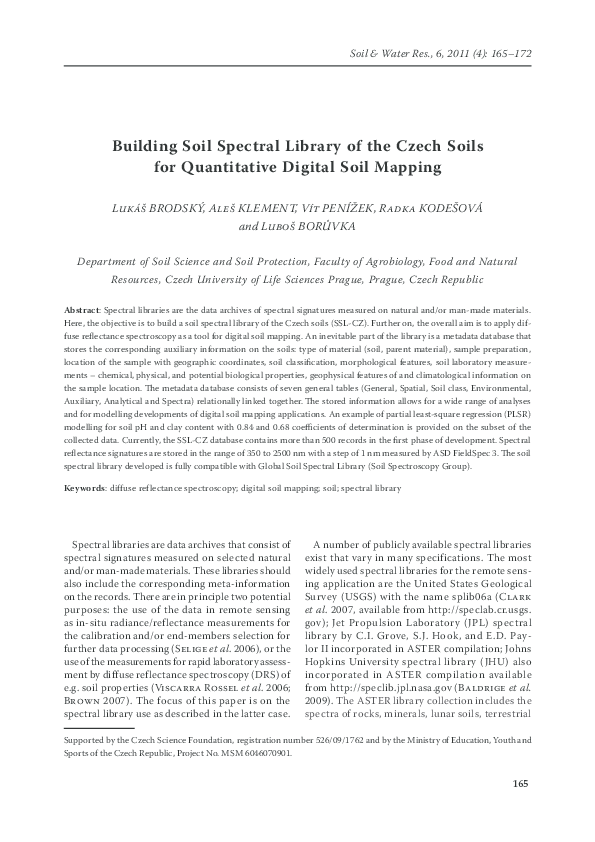 (PDF) Building Soil Spectral Library of the Czech Soils for Quantitative Digital Soil Mapping