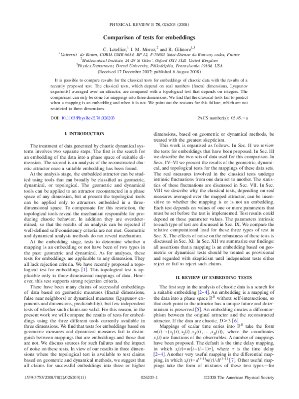 (PDF) Comparison of tests for embeddings