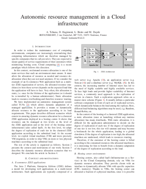 (PDF) Autonomic resource management in a Cloud infrastructure