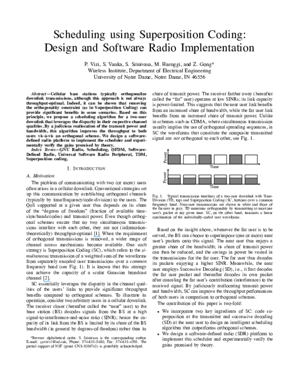 Pdf Scheduling Using Superposition Coding Design And Software Radio