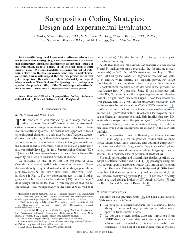(PDF) Superposition Coding Strategies: Design and Experimental Evaluation