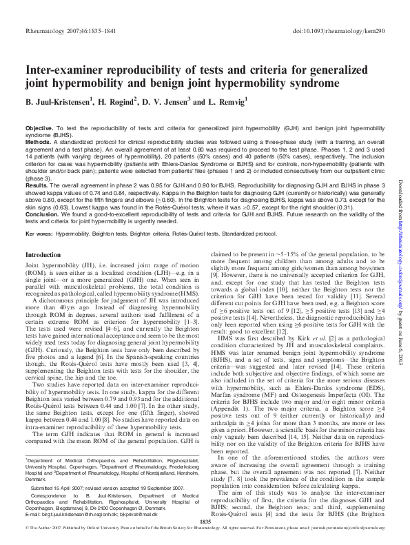 (PDF) Inter-examiner reproducibility of tests and criteria for ...