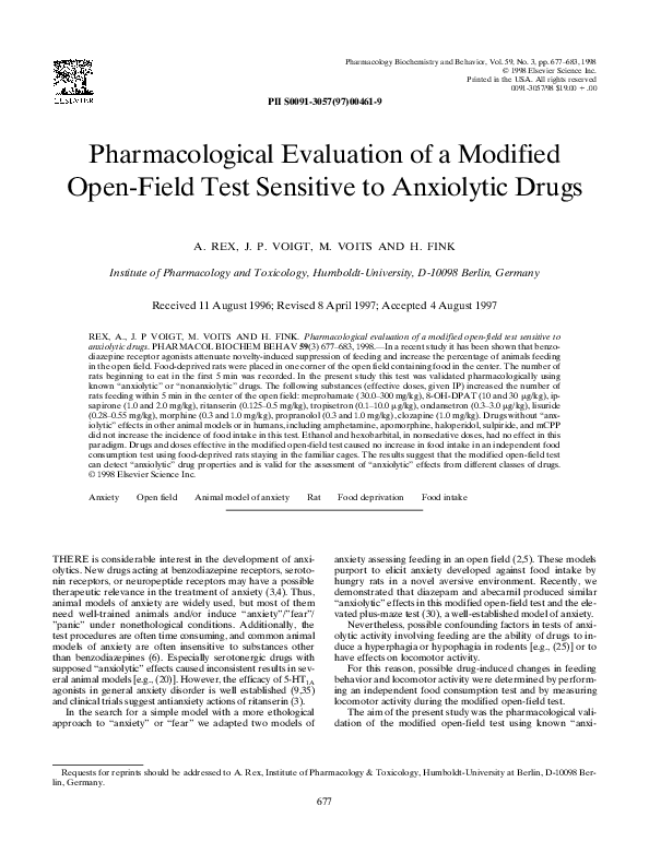 (PDF) Pharmacological Evaluation of a Modified Open-Field Test ...
