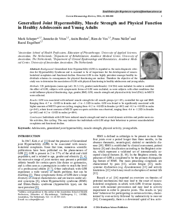 (PDF) Generalized joint hypermobility, muscle strength and physical ...