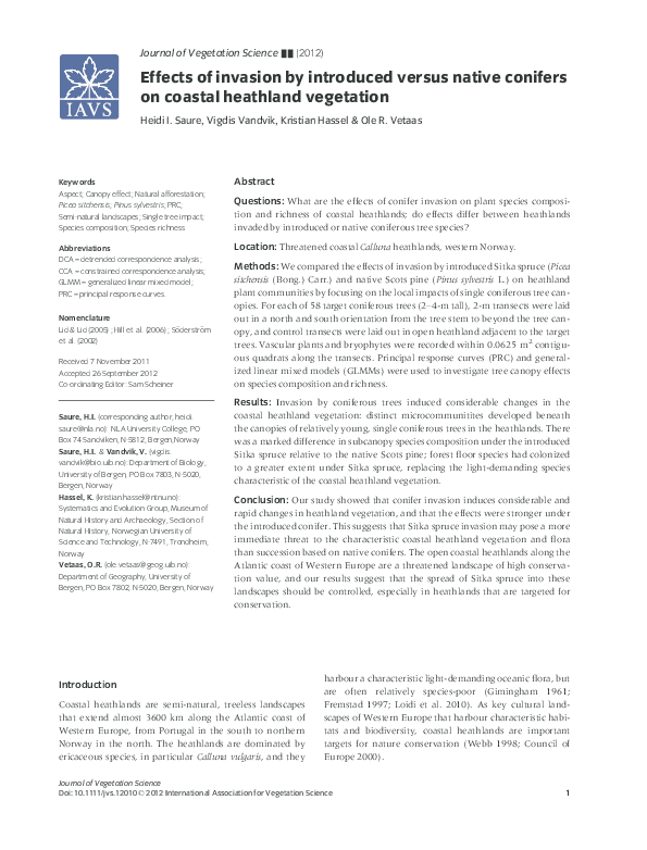(PDF) Effects of invasion by introduced versus native conifers on ...
